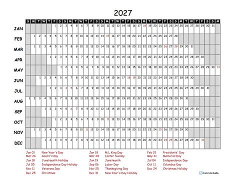 2027 Excel Calendar Project Timeline Free Printable Templates