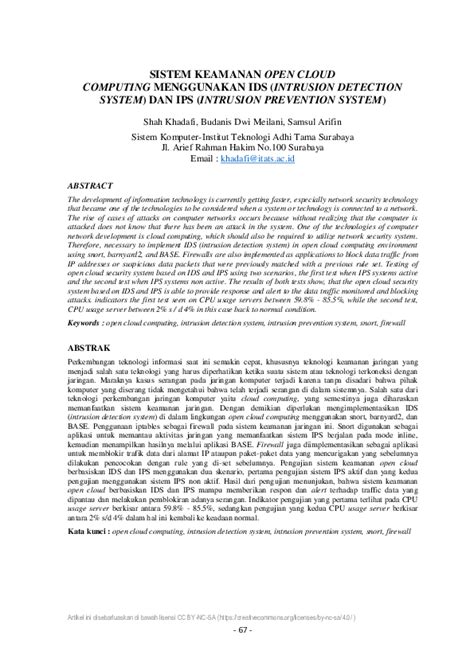Pdf Sistem Keamanan Open Cloud Computing Menggunakan Menggunakan Ids Intrusion Detection