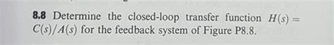 Solved Determine The Closed Loop Transfer Function H S C Chegg