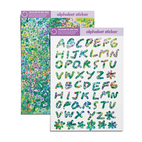 สติกเกอร์ไดคัทพร้อมแปะ A6 Sticker ตัวอักษร Alphabet A Z ดอกไม้ Give Me Museums ทน กันน้ำ ติดตก