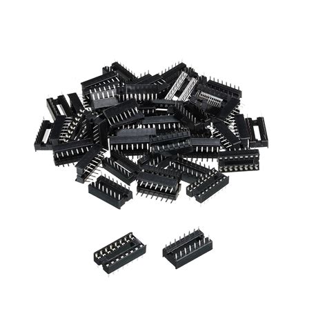 Uxcell Dip Ic Chip Socket Adapter Flat Pin 16p 2 54mm Pitch Ic Socket For Pcb Board Chip 50