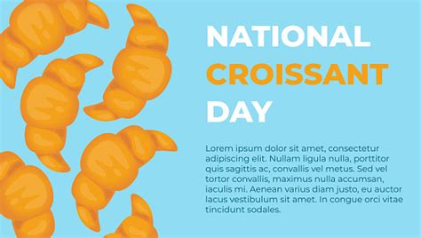 전국 크로와상의 날 배너입니다 1월 30일 파란색 배경에 버터 크로와상입니다 베이커리 또는 생과자 테마입니다 1월에 대한 스톡 벡터 아트 및 기타 이미지 Istock