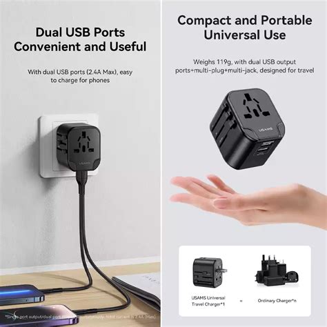 Usams Us Cc173 T55 12w Dual Usb Universal Travel Charger Adapter