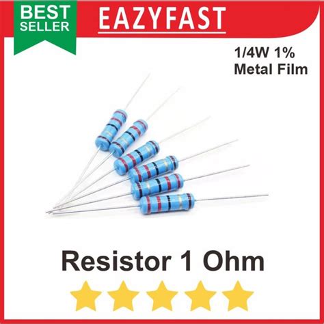 Jual Resistor R 1 R1 Ohm 1 4w 1 4 Watt Metal Film Biru Dip Toleransi 1 Shopee Indonesia