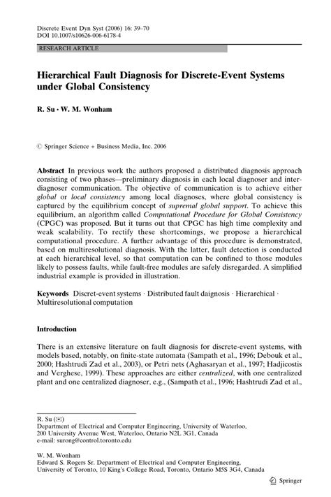 pdf hierarchical fault diagnosis for discrete event systems under local consistency
