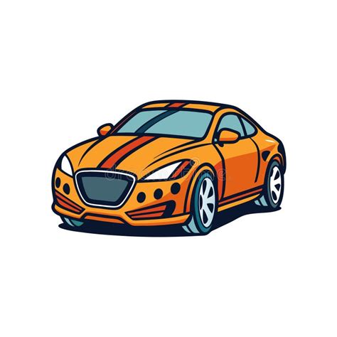 Vibrant Orange Sports Car Illustration With Racing Stripe Stock Illustration Illustration Of