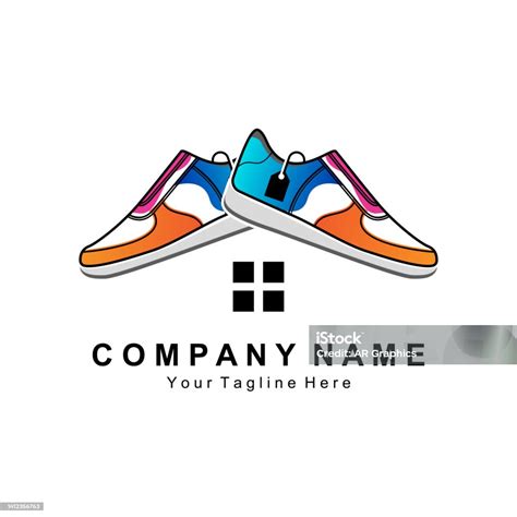 스니커즈 슈 로고 디자인 트렌드 유스 신발의 벡터 일러스트레이션 심플한 펑키 컨셉 0명에 대한 스톡 벡터 아트 및 기타 이미지