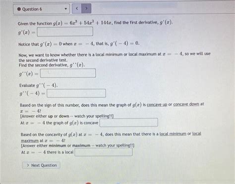 Solved Given The Function G X 6x3 54x2 144x Find The First Chegg Com