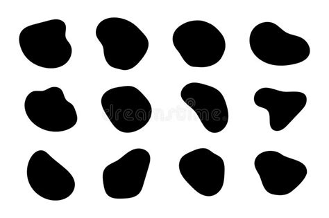 Abstract Organic Black Blob Shapes On White Background Stock