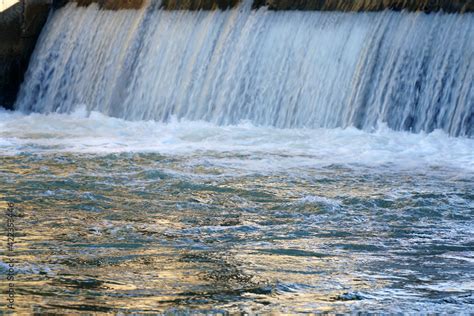 River Dam Water Release The Excess Capacity Of Dam Until Spring Way Overflows Streams Of