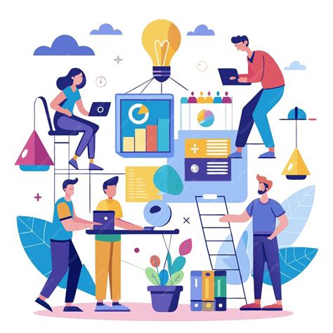 Premium Vector Collaborative Workflow And Project Management