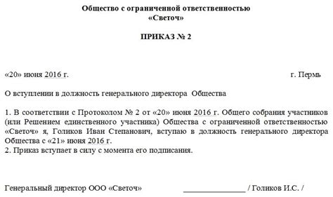 Образец решения о смене директора ооо с одним учредителем образец