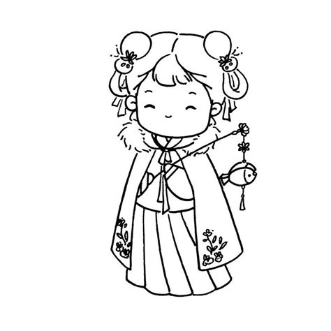 小女孩简笔画汉服 小女孩简笔画汉服图片 苗苗知道