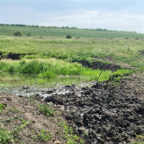 Premium Photo A Muddy Field With A Large Puddle In It