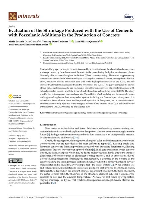 Pdf Evaluation Of The Shrinkage Produced With The Use Of Cements With