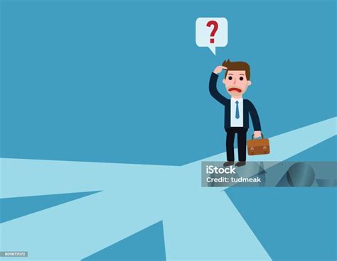 교차 하는로에 서 서 사업 선택과 결정 개념 혼란 벡터 평면 만화 캐릭터 아이콘 디자인입니다 Backgroud에 고립 된 그림