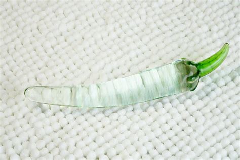 8 Inch Pepper Shaped Glass Dildo With Green Stripes On Shaft Etsy