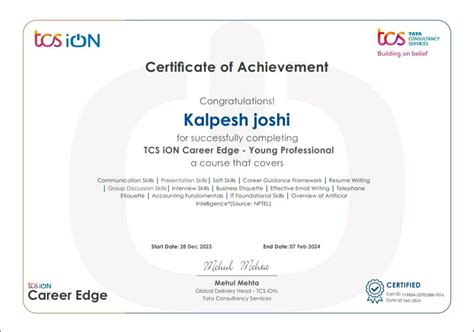 Kalpesh Joshi On Linkedin Excited To Share That I Have Successfully Completed The Certificate In…