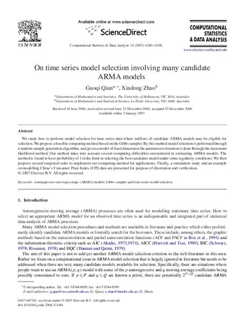 Pdf On Time Series Model Selection Involving Many Candidate Arma Models