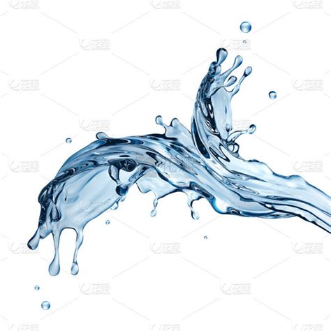 3d 水飞溅的插图 液体溅上白色孤立