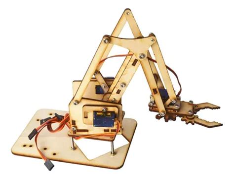 Brazo Mecánico Robótico Mdf Arduino Domotica Sin Servos