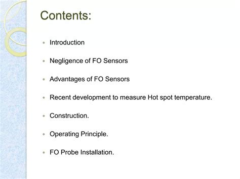 Fiber Optic Sensors For Transformers Pptx