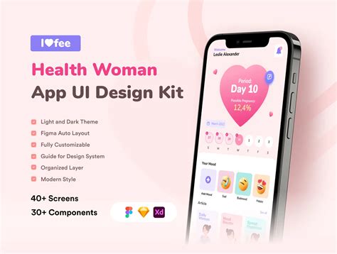 Free Woman Health App Ui Design Kit Free Ui Resources