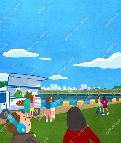 풍경 컨셉 한강 강 한강공원 서울 휴식 정지활동 라이프스타일 사람 푸드트럭 이미지 Jv11128084 일러스트 무료 일러스트 게티이미지뱅크