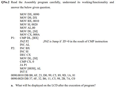 Solved Qno2 Read The Assembly Program Carefully Understand