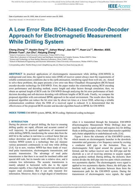 Pdf A Low Error Rate Bch Based Encoder Decoder Approach For