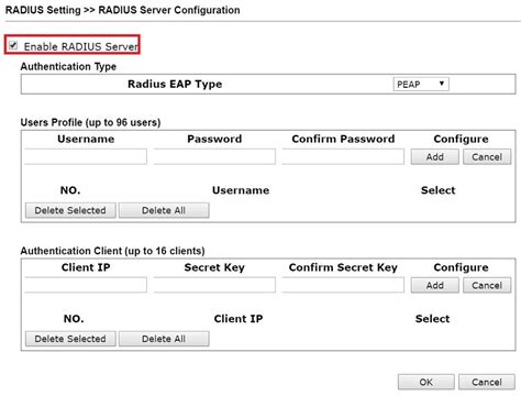 Use Vigorap As A Radius Server Draytek