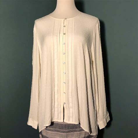 J Jill Tops J Jill Large Pure Jill Textured Dot Tunic Top Cream