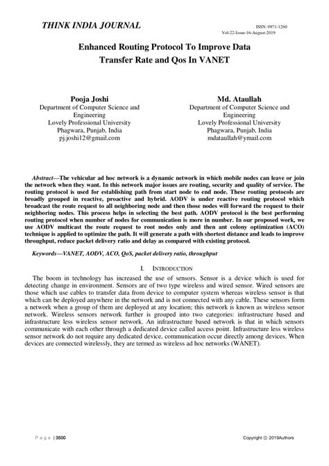 Pdf Enhanced Routing Protocol To Improve Data Transfer Rate And Qos In Vanet