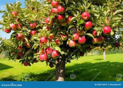 Apple Tree In Garden In Summer Generative Ai Stock Image Image Of