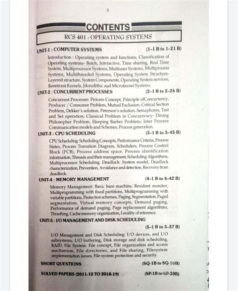 Operating Systems Rcs 401 Complete 5 Units Aktu Quantum Cs And It Second Year Semester 4
