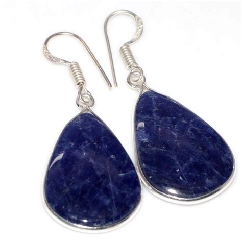Sodalite 925 Silver Plated Gemstone Earrings 18 Aesthetic Jewellery