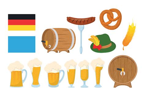 맥주와 세트 아이콘의 번들로 옥토버 페스트 파티 축하 포스터 Film Festival에 대한 스톡 벡터 아트 및 기타 이미지 Film Festival 개념 곡초류