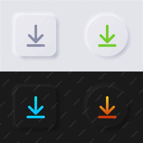 Premium Vector Download Button Arrow Icon Set Multicolor Neumorphism Button Soft Ui Design For