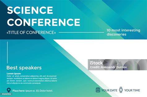 과학 회의 초대 개념입니다 과학 세미나의 광고입니다 다채로운 간단한 기하학적 배경입니다 배너 포스터 전단지 잡지 페이지에 대 한 템플릿 벡터 Eps 10 컨퍼런스 이벤트에