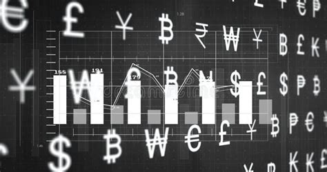 Currency Symbols And Financial Data Image Over Stock Market Graph Stock