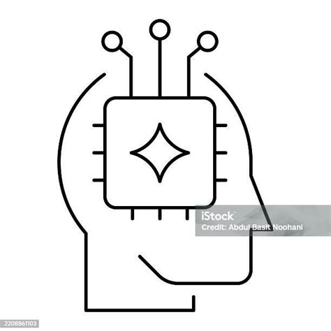 Ai 브레인 프로세서 기호입니다 인간기계 인터페이스 신경 논리 및 인지 컴퓨팅 시스템의 스마트 칩 통합 Cpu에 대한 스톡 벡터