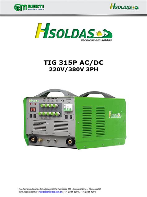 Tig 315p Acdc Analogica Bivolt 3ph Pdf