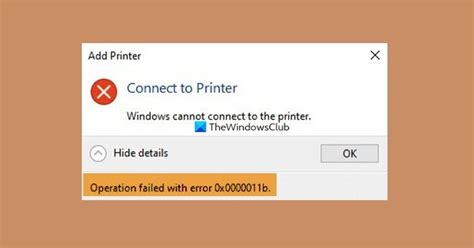 Windows Cannot Connect Printer Operation Failed Error 0x0000011b