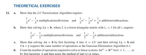 Theoretical Exercises 12 A Show That The Lu