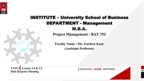Project Management Unit 3 Lecture 3 4 3 5 Ppt Mba Ppt
