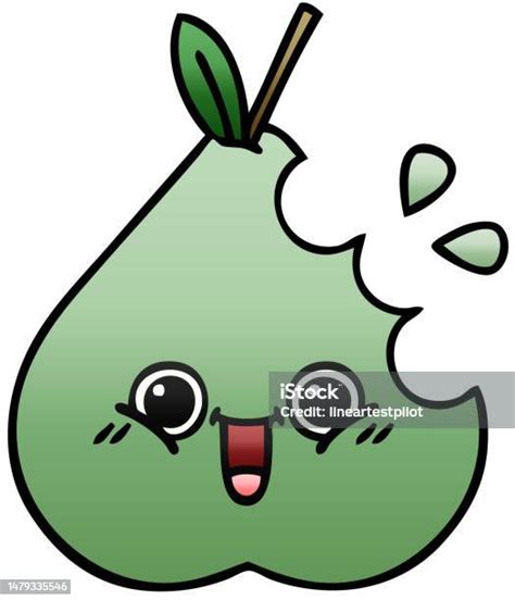 Gradient Shaded Cartoon Of A Green Pear向量圖形及更多剪貼畫圖片 剪貼畫 卡通 另類的 Istock