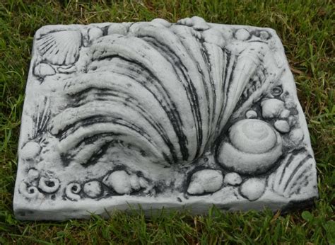 Fossil Stone Clam Shell Garden Ornaments Yard Art Garden Ornaments Concrete Ornaments