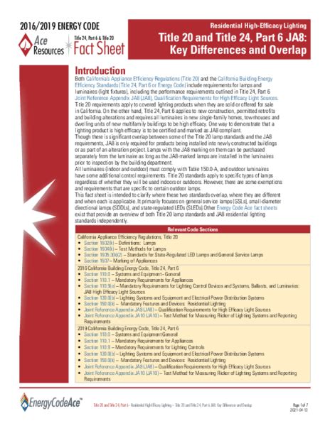 Energy Code Ace Fact Sheet Residential High Efficacy Lighting