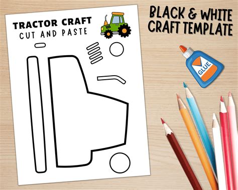 Printable Tractor Craft Transportation Craft Build A Tractor Cut And Paste Activity For