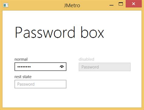 Metro Style Password Box For Java Jmetro Pixel Duke